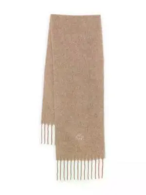 Peserico Fringed Logo Scarf - Neutrals