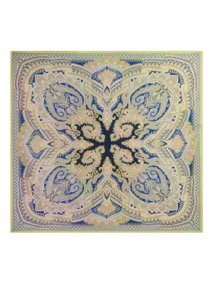 Etro Paisley Print Wool Silk Shawl Green