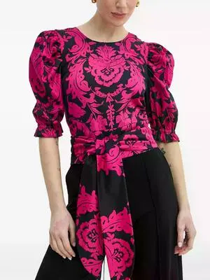 Luisa Spagnoli Damask Puff-sleeve Top