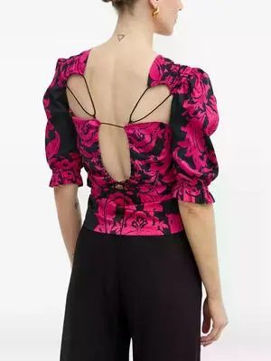 Luisa Spagnoli Damask Puff-sleeve Top