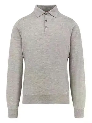Brunello Cucinelli Long-sleeve Button Polo Shirt - Grey