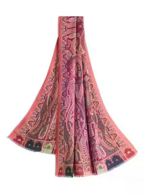 Etro Paisley Print Wool Silk Scarf - Pink