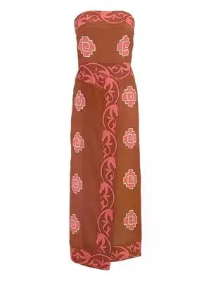 Johanna Ortiz Strapless Linen Dress - Red