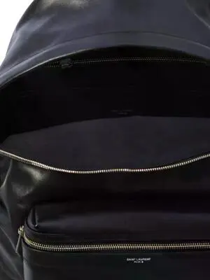Saint Laurent Embossed-logo Leather Backpack - Black