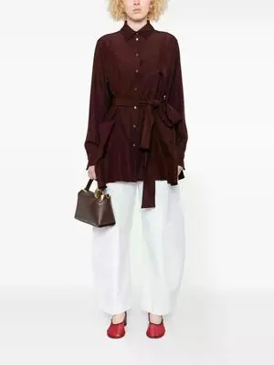 Loewe Belted Pocket Shirt Top - Red