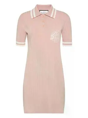 Philipp Plein Ribbed-knit Polo Dress - Pink