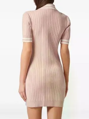 Philipp Plein Ribbed-knit Polo Dress - Pink