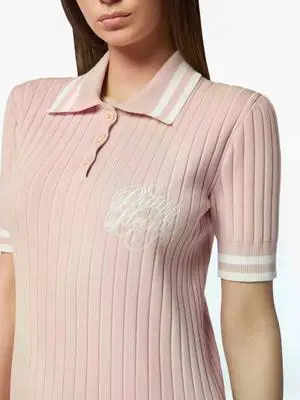 Philipp Plein Ribbed-knit Polo Dress - Pink