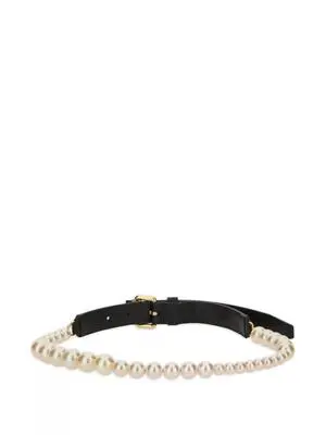 Moschino Embellished Leather Belt With Gold-tone Buckle