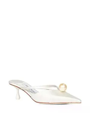 JIMMY CHOO 50mm Pearl-embellished Pointed-toe Mules