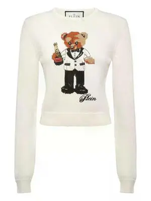 Philipp Plein Cropped Round Neck Pullover - White