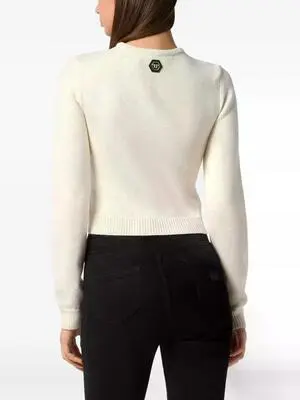 Philipp Plein Teddy Bear Embroidered Crew Neck Sweater