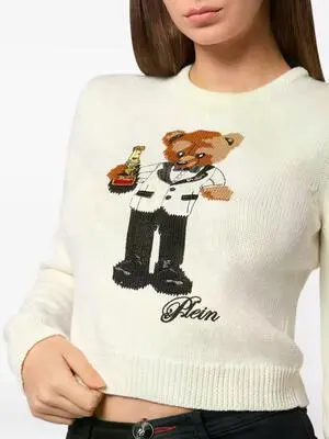 Philipp Plein Teddy Bear Embroidered Crew Neck Sweater