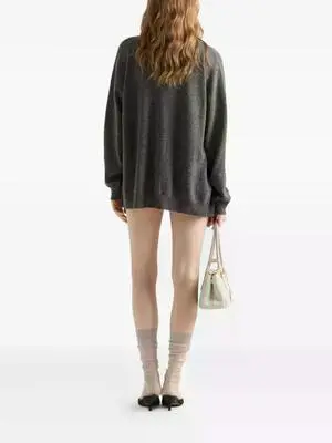 Prada Ribbed Cashmere Cardigan - Grey