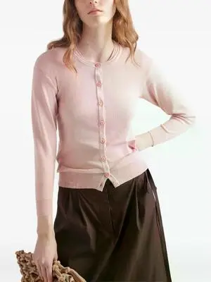 Prada Ribbed Knit Button-front Cardigan