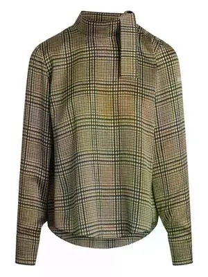 PATOU Plaid-pattern Scarf-detail Blouse