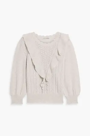 Autumn Cashmere Ruffled Cable-knit Cashmere Sweater