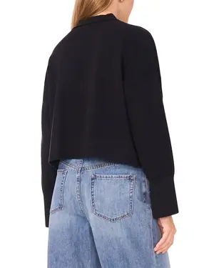 1.State Collared Button-down Cropped Sweater