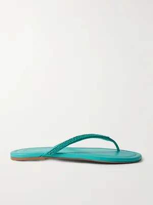 Staud Freja Beaded Leather Flip Flops