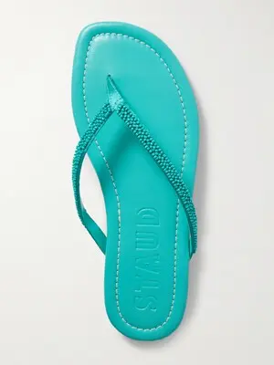 Staud Freja Beaded Leather Flip Flops