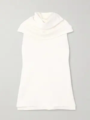 Another Tomorrow Draped Crepe Blouse - Neutrals