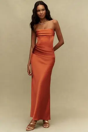 MARE MARE Strapless Ruched Corset Dress - Burnt Orange