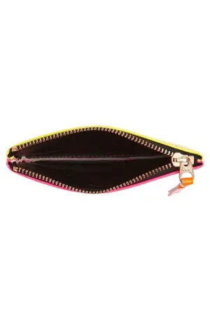 Comme Des Garçons Super Fluo Leather Zip Pouch - Pink Yellow