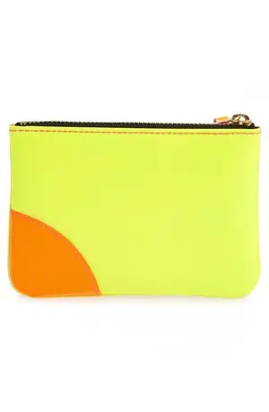Comme Des Garçons Super Fluo Leather Zip Pouch - Pink Yellow