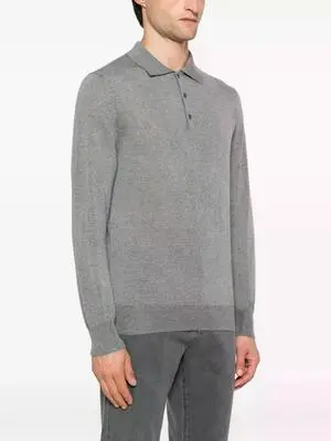 Canali Long-sleeve Polo Shirt - Grey