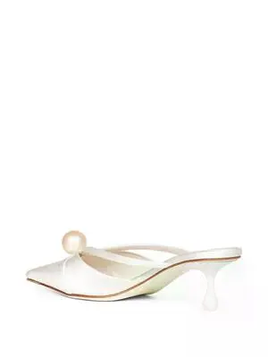 JIMMY CHOO 50mm Pearl-embellished Pointed-toe Mules - Neutrals