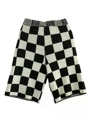 THE ELDER STATESMAN Nora Lite Creatures Check-pattern Shorts - Black