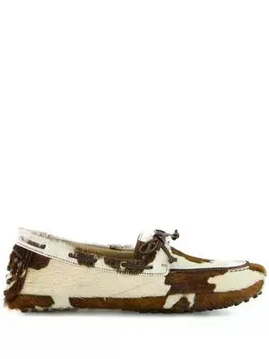 Le Monde Beryl Driver Calf-hair Loafers - Neutrals