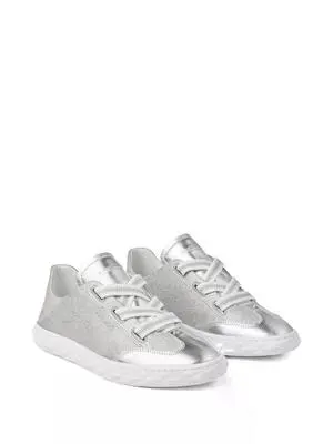 JIMMY CHOO Embroidered-logo Sneakers - V Silver