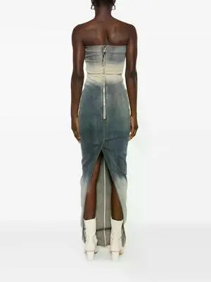 Rick Owens Strapless Denim Maxi Dress