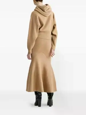 PATOU Fishtail Wool Skirt - Brown