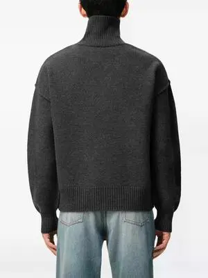 AMI Paris Funnel Neck Wool Sweater With De Coeur