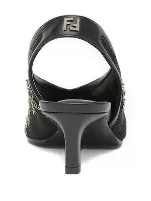 Fendi 46mm Embellished Slingback Heeled Pumps