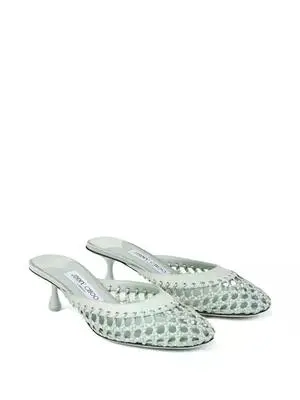 JIMMY CHOO 50mm Pixie Woven Leather Mules - Green