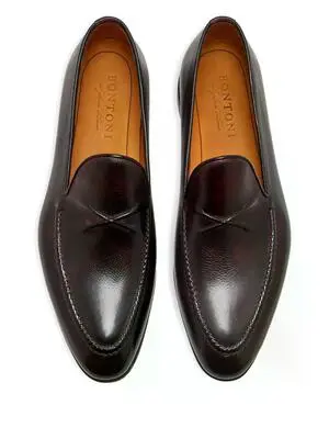 Bontoni De Bustis Pebble-grain Leather Loafers
