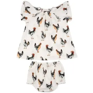 MILKBARN Organic Cotton Dress And Bloomer Set - Chicken