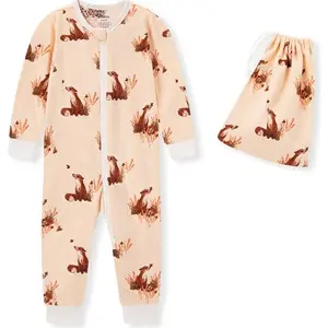 MILKBARN Organic Cotton Zipper Pajama - Floral Fox