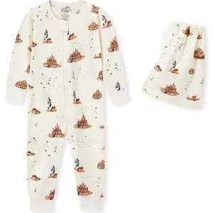 MILKBARN Organic Cotton Zipper Pajama - Sandcastle