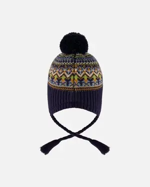 DEUX PAR DEUX Lined Peruvian Knit Hat With Pom-pom