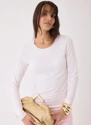 Majestic Filatures Soft Touch Long Sleeve Boatneck T-shirt - Blanc