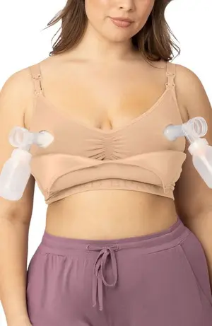 KINDRED BRAVELY Busty Contour Hands-free Pumping & Nursing Bra- Sizing Options Available In E-h Cup - Beige