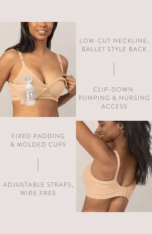 KINDRED BRAVELY Busty Contour Hands-free Pumping & Nursing Bra- Sizing Options Available In E-h Cup - Beige