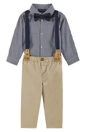 Andy & Evan Button-up Set With Suspenders - Navy