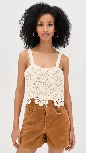 LE BOP Crochet Floral Tank