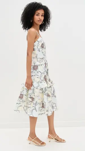 TRUTH Paneled Floral Midi Dress