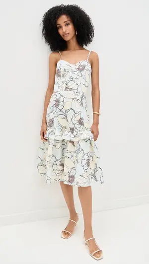TRUTH Paneled Floral Midi Dress